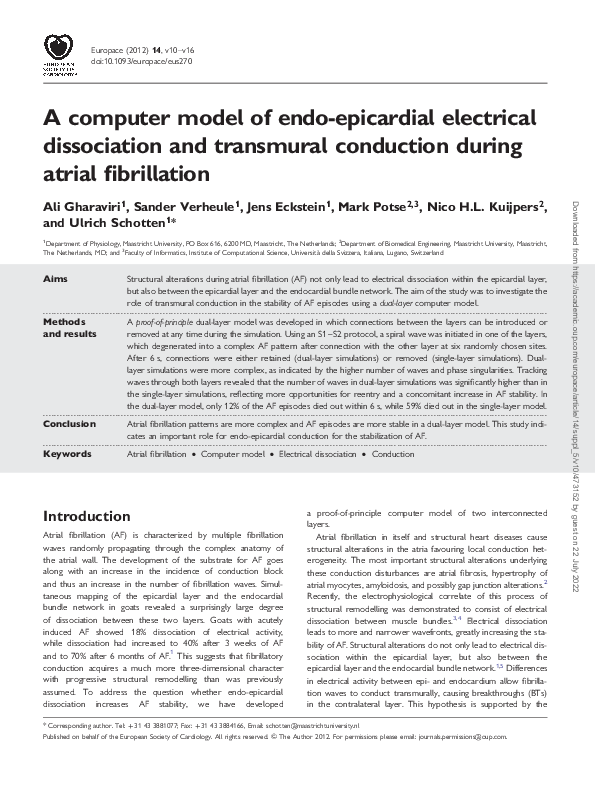 (PDF) A computer model of endo-epicardial electrical dissociation and transmural conduction ...
