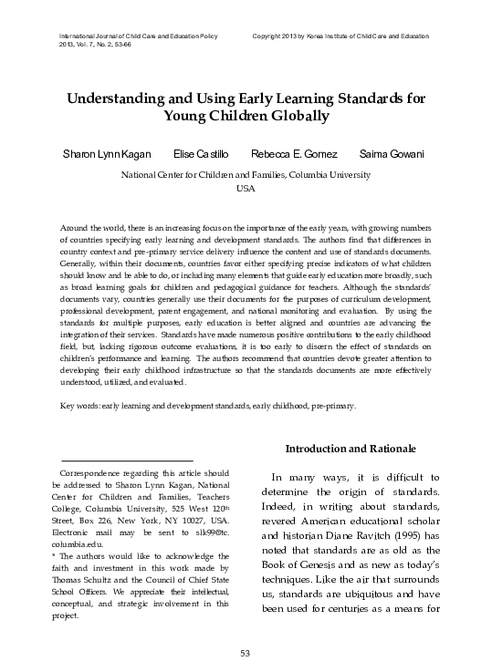 (PDF) Understanding and Using Early Learning Standards for Young ...