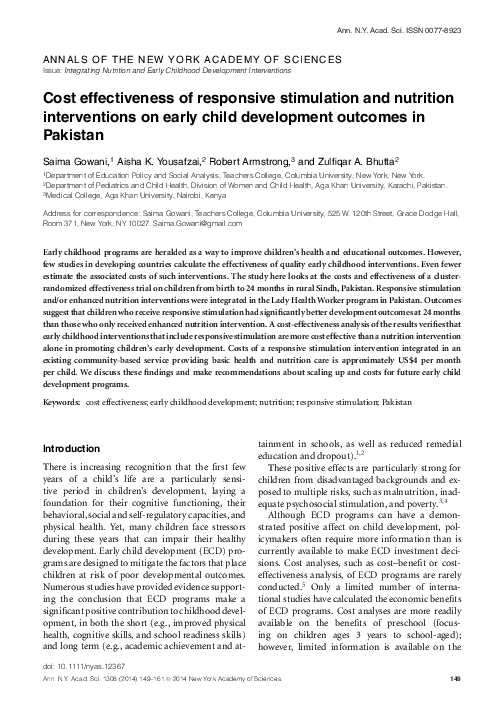 (PDF) Cost effectiveness of responsive stimulation and nutrition interventions on early child ...