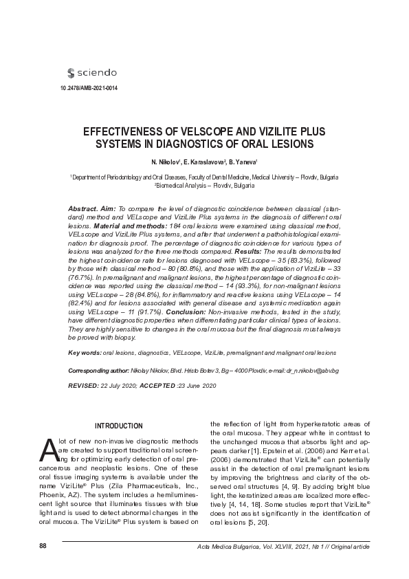 (PDF) Effectiveness of Velscope and Vizilite Plus Systems in ...