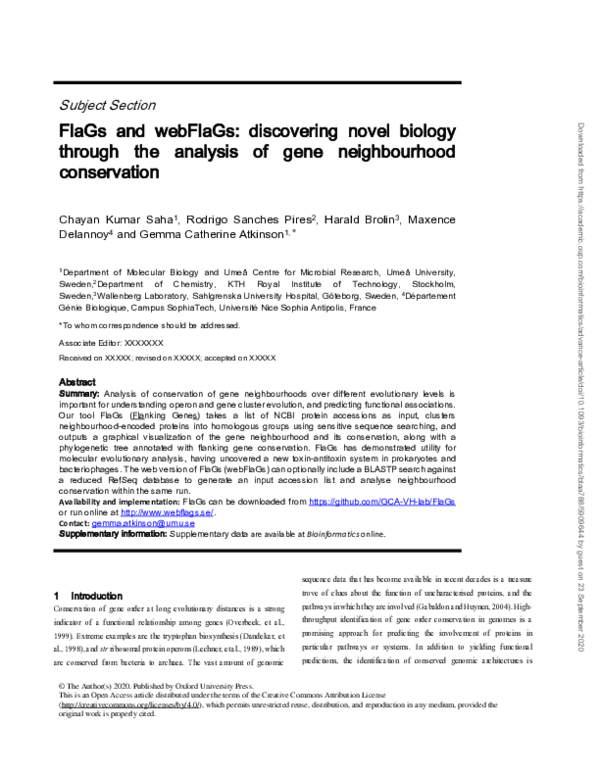 (PDF) FlaGs and webFlaGs: discovering novel biology through the ...