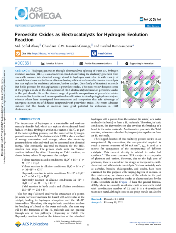 (PDF) Perovskite Oxides as Electrocatalysts for Hydrogen Evolution ...