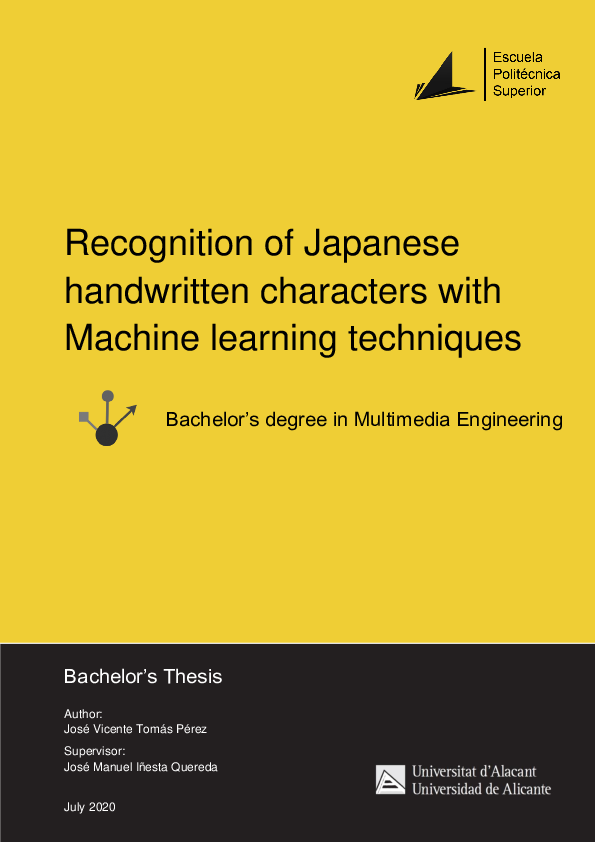 (PDF) Recognition of Japanese handwritten characters with Machine learning techniques