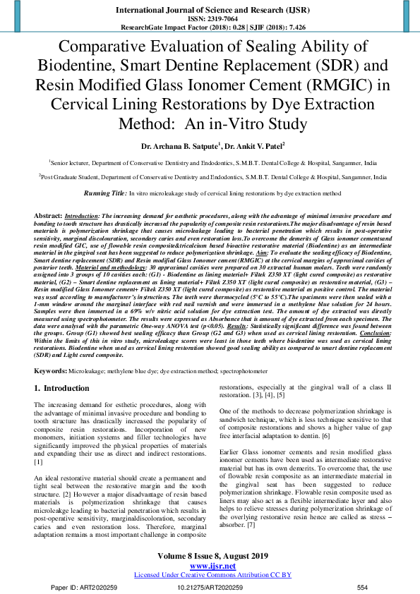 (PDF) Comparative Evaluation of Sealing Ability of Biodentine, Smart ...