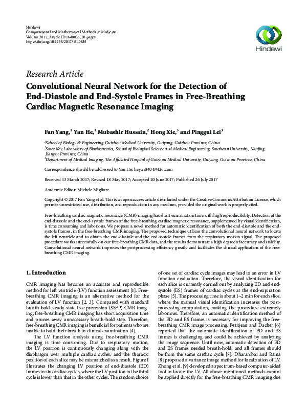 (PDF) Convolutional Neural Network for the Detection of End-Diastole and End-Systole Frames in ...
