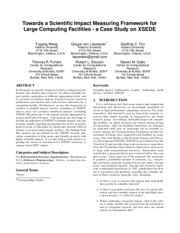 (PDF) Towards a Scientific Impact Measuring Framework for Large Computing Facilities - a Case ...