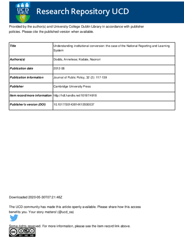 (PDF) Understanding institutional conversion: the case of the National ...
