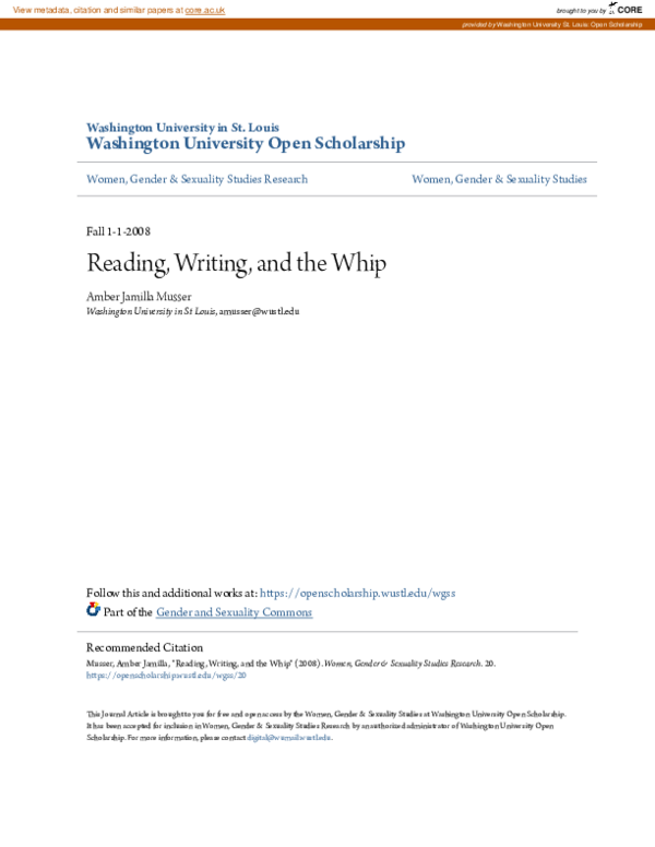 (PDF) Reading, Writing, and the Whip