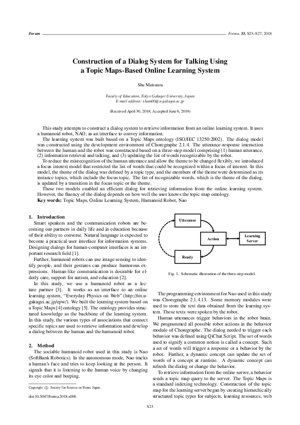 (PDF) Construction of a Dialog System for Talking Using a Topic Maps-Based Online Learning System