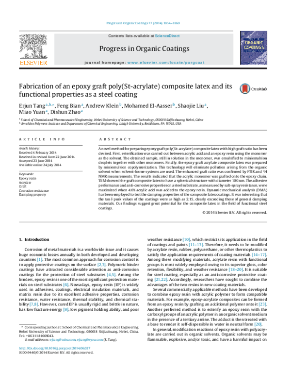 (PDF) Fabrication of an epoxy graft poly(St-acrylate) composite latex ...