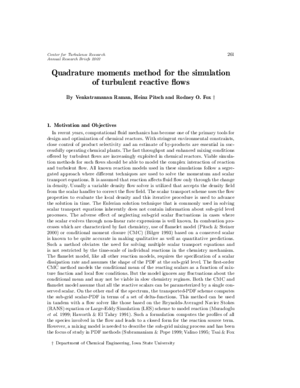 (PDF) Quadrature moments method for the simulation of turbulent reactive flows