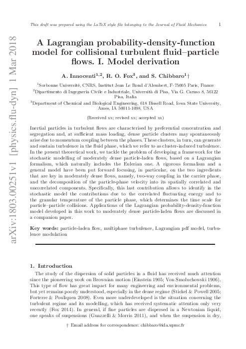 (PDF) A Lagrangian probability-density-function model for collisional turbulent fluid–particle ...