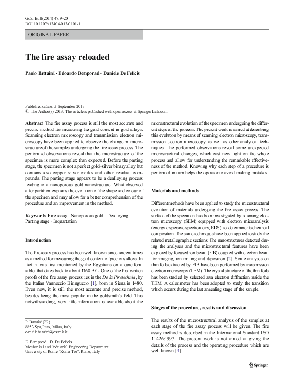 (PDF) The fire assay reloaded