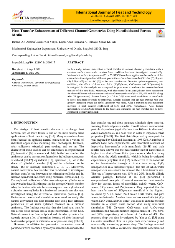 (PDF) Heat Transfer Enhancement of Different Channel Geometries Using Nanofluids and Porous Media