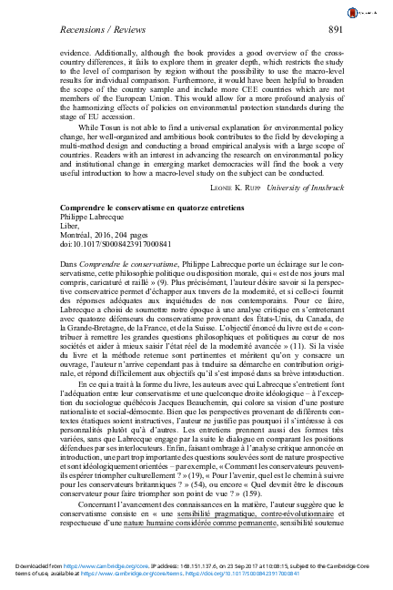 (PDF) Comprendre le conservatisme en quatorze entretiens Philippe Labrecque Liber, Montréal ...