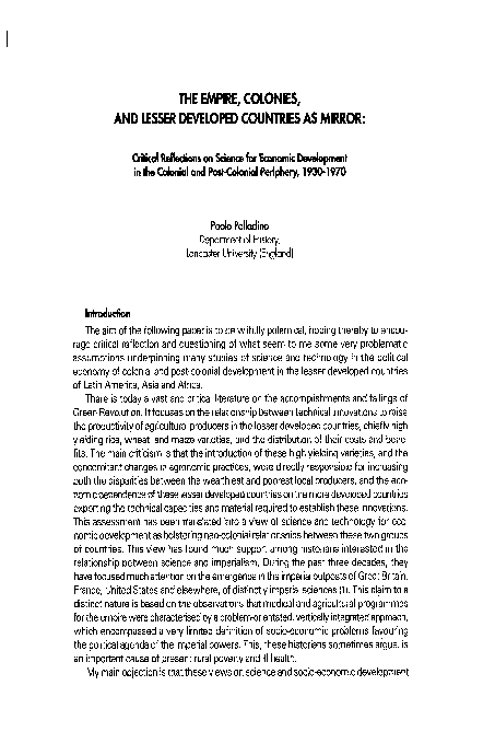 (PDF) The empire, colonies, and lesser developed countries as mirror ...