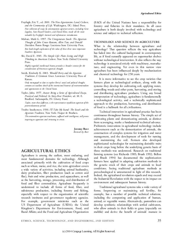 (PDF) Agriculture Ethics