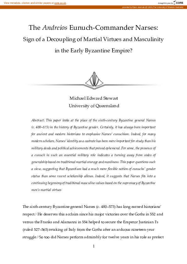 (PDF) The Andreios Eunuch-Commander Narses: Sign of a Decoupling of ...