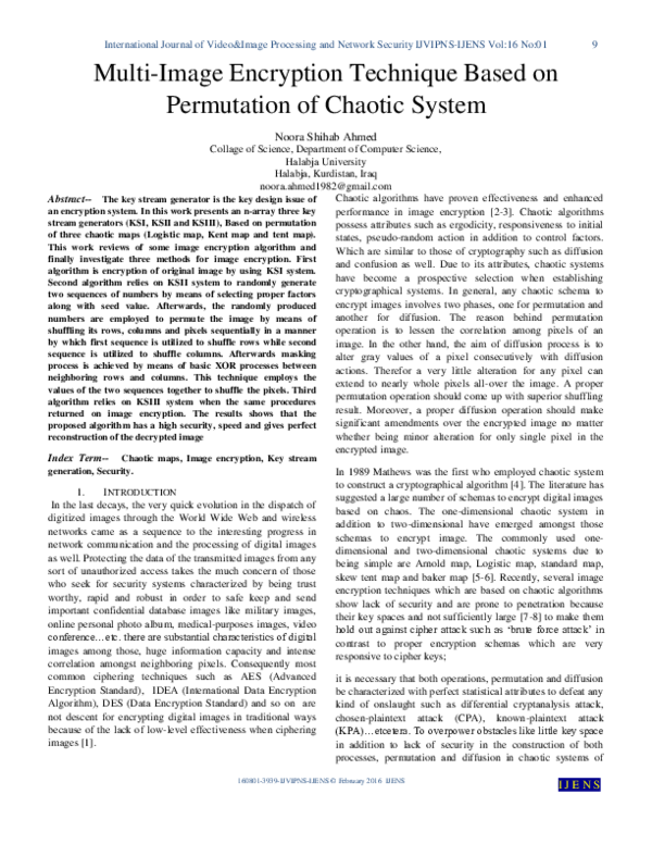 (PDF) Multi-Image Encryption Technique Based on Permutation of Chaotic System | noora ahmed ...