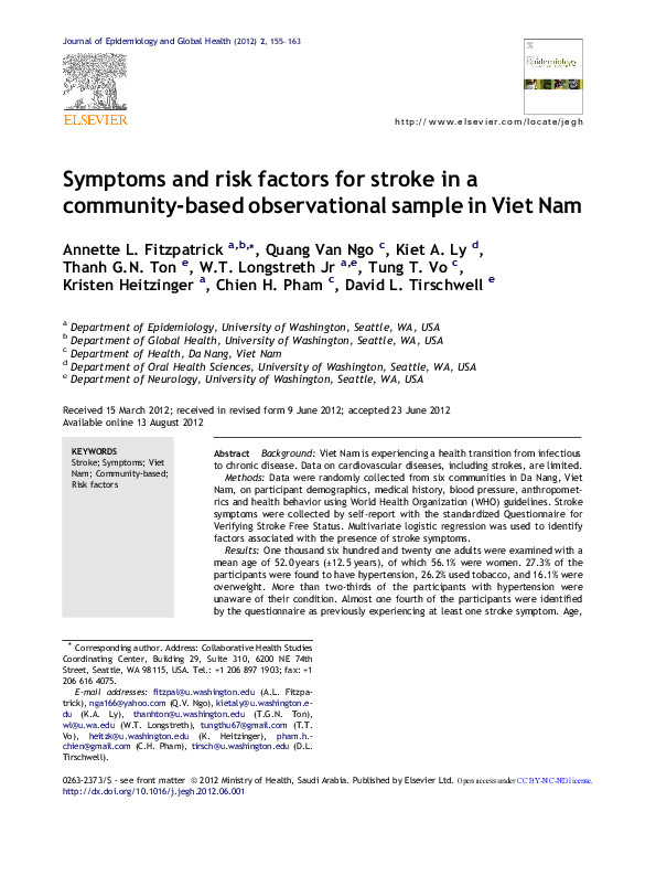 (PDF) Symptoms and risk factors for stroke in a community-based ...