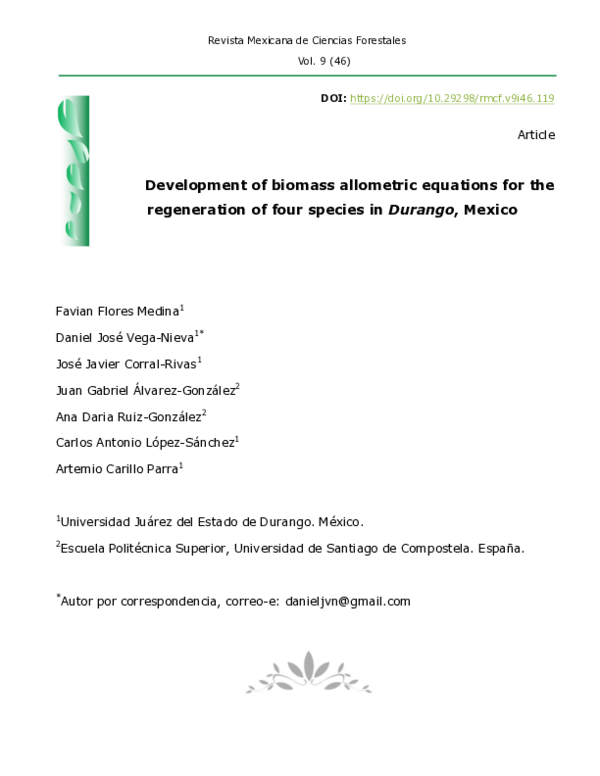 (PDF) biomasa para la regeneración de cuatro especies en Durango ...