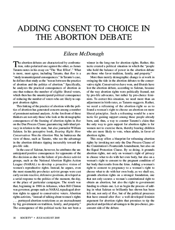 (PDF) Adding consent to choice in the abortion debate