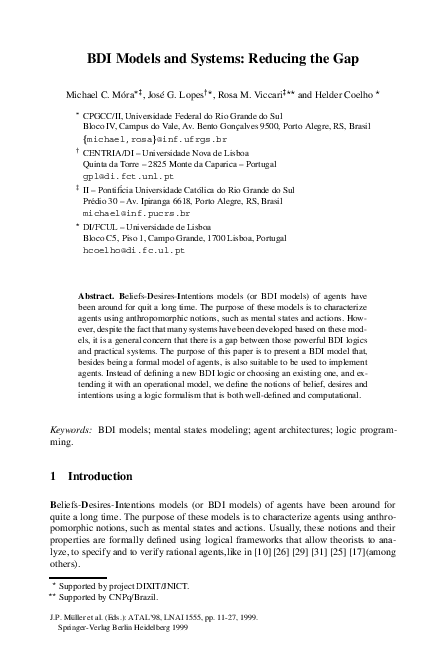 (PDF) BDI Models and Systems: Reducing the Gap