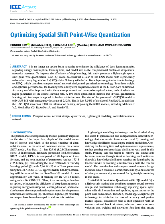 (PDF) Optimizing Spatial Shift Point-Wise Quantization