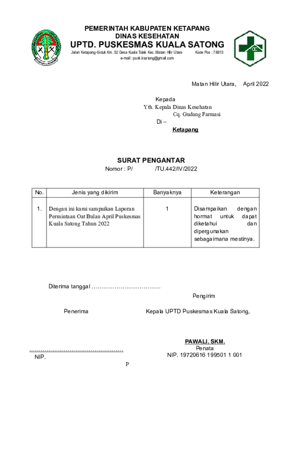 SURAT PENGANTAR cth 1