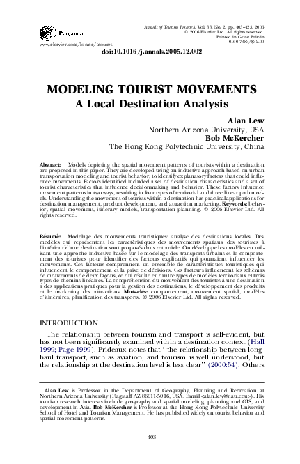 (PDF) Modeling Tourist Movements
