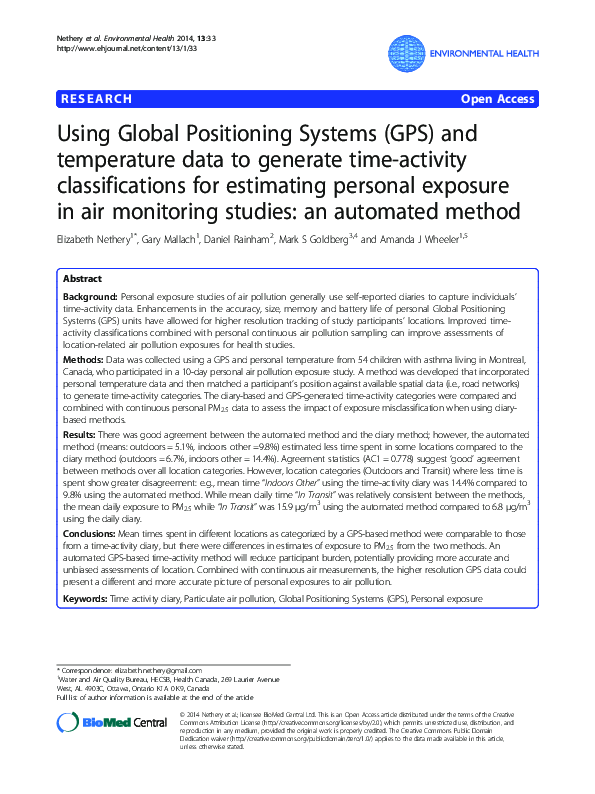 (PDF) RESEARCH Open Access Using Global Positioning Systems (GPS) and