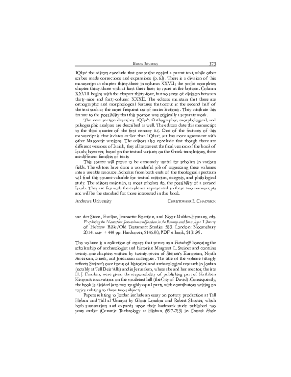 (PDF) Exploring the Narrative: Jerusalem and Jordan in the Bronze and ...