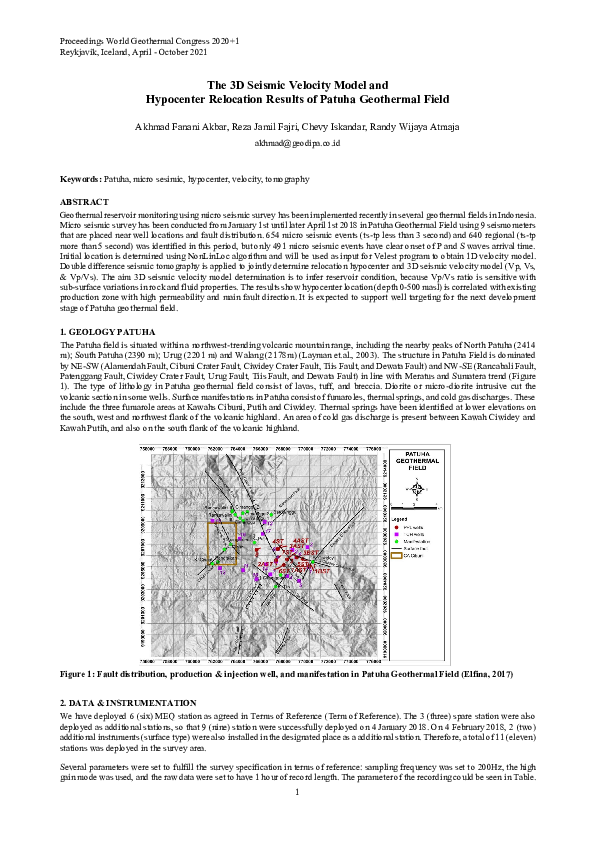 (PDF) The 3D Seismic Velocity Model and Hypocenter Relocation Results ...