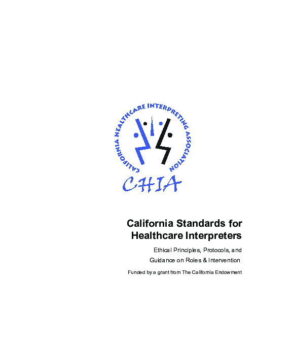 (PDF) The California standards for healthcare interpreters