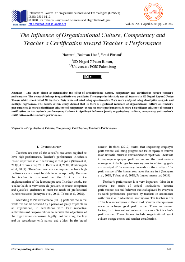 (PDF) Impact of Culture, Competency, and Certification on Teacher ...