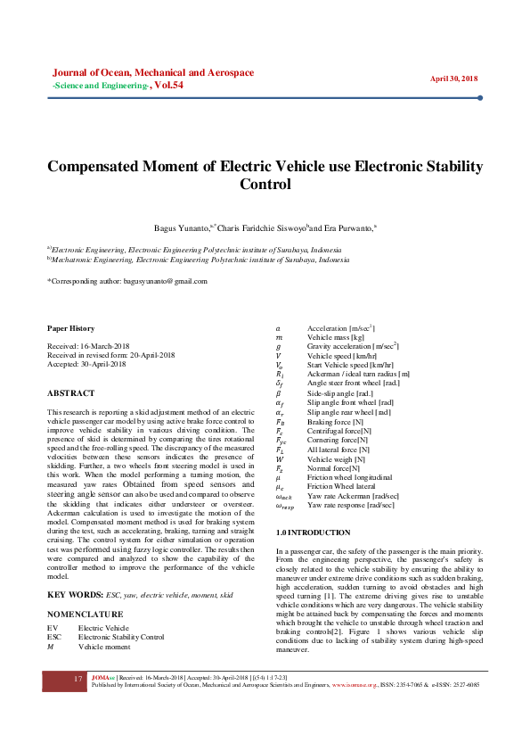 (PDF) Compensated Moment of Electric Vehicle use Electronic Stability ...