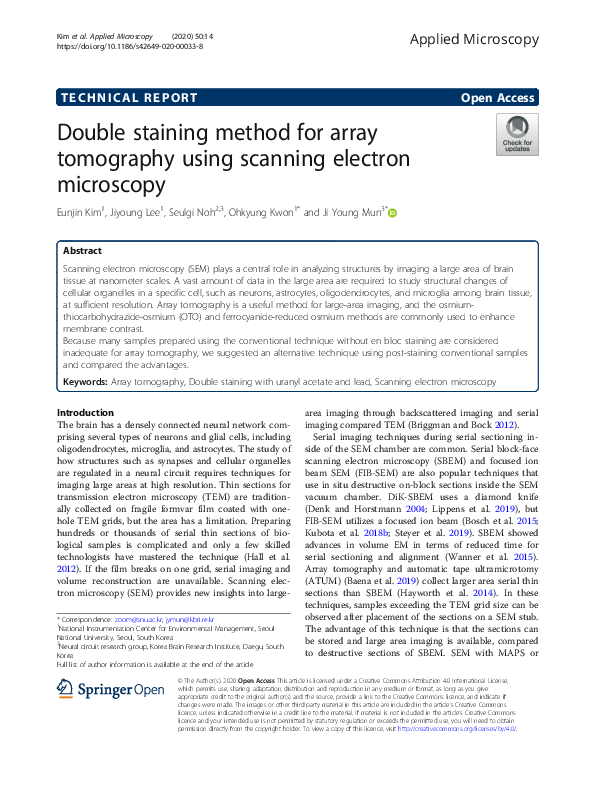 (PDF) Double staining method for array tomography using scanning electron microscopy