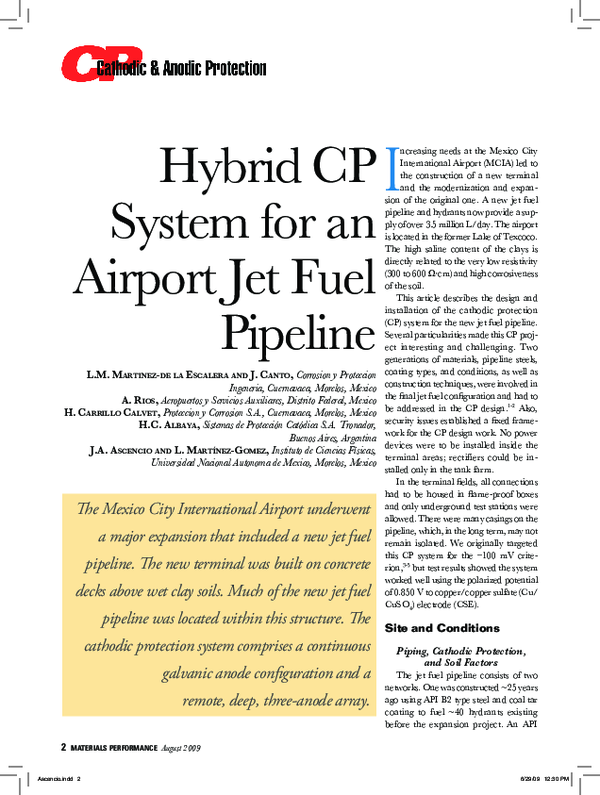 (PDF) Hybrid CP System for an Airport Jet Fuel Pipeline