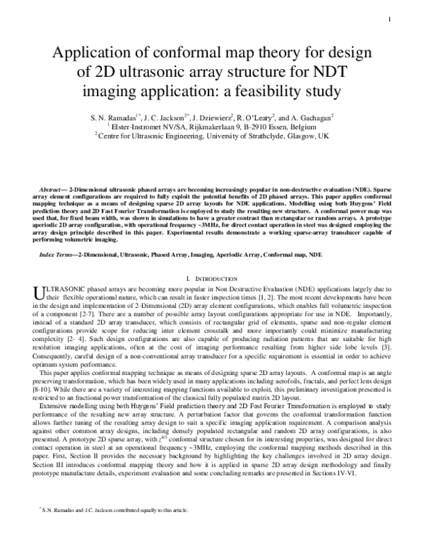 Pdf Application Of Conformal Map Theory For Design Of 2 D Ultrasonic Array Structure For Ndt