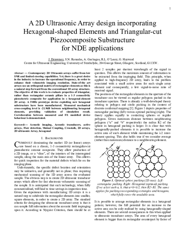 (PDF) A 2D Ultrasonic array design incorporating hexagonal-shaped elements and triangular-cut ...