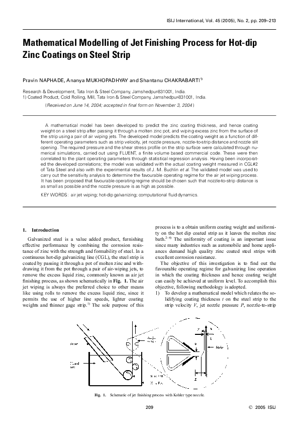 (PDF) Mathematical Modelling of Jet Finishing Process for Hot-dip Zinc ...