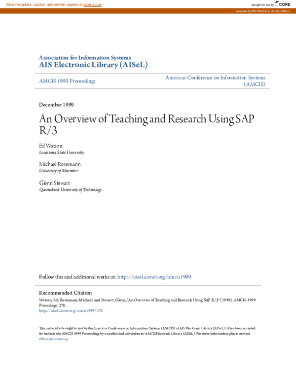 (PDF) An overview of teaching and research using SAP R/3