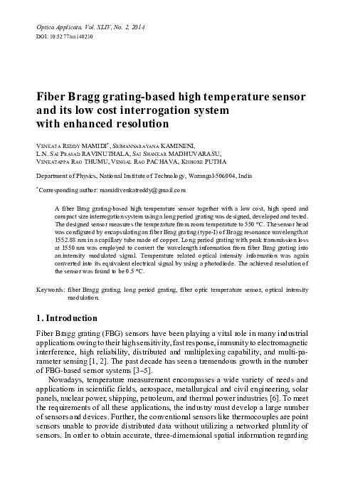 (PDF) Fiber Bragg Grating-based high temperature sensor and its low cost interrogation system ...
