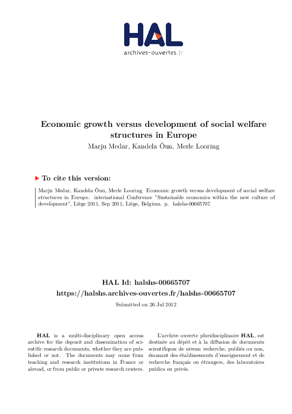 (PDF) Economic growth versus development of social welfare structures ...