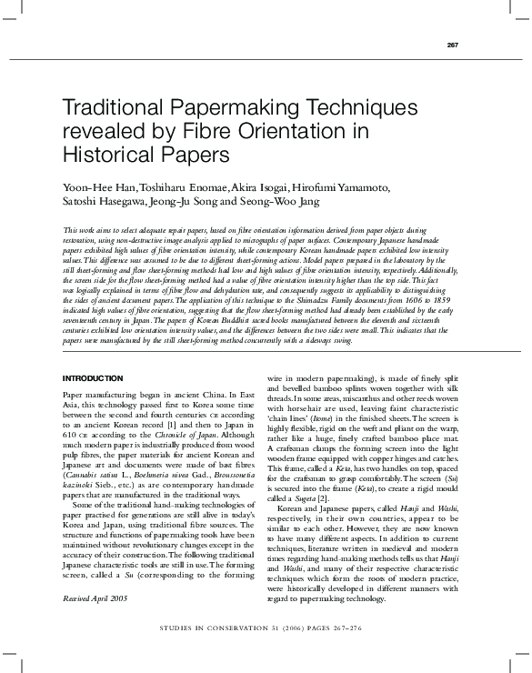 (PDF) Traditional Papermaking Techniques revealed by Fibre Orientation ...
