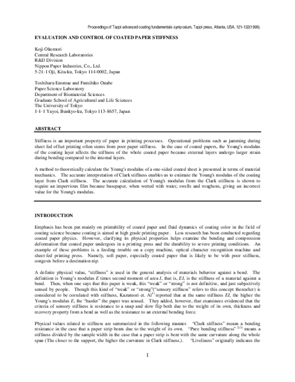 (PDF) Evaluation and Control of Coated Paper Stiffness