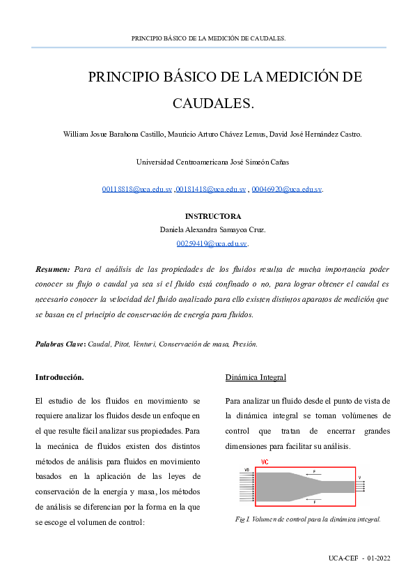 (PDF) PRINCIPIO BÁSICO DE LA MEDICIÓN DE CAUDALES
