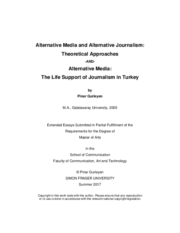 (PDF) Alternative media and alternative journalism: Theoretical ...