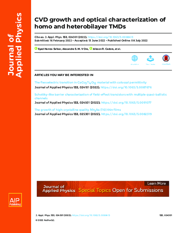 (PDF) CVD growth and optical characterization of homo and heterobilayer ...