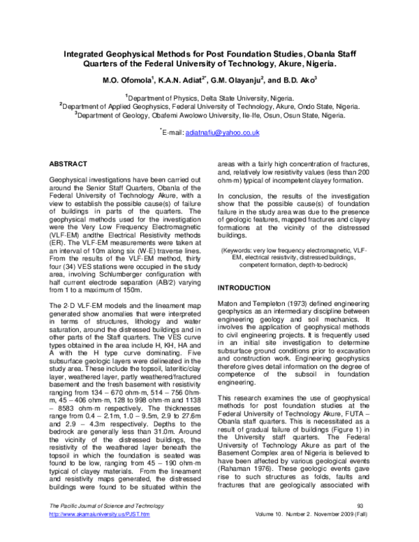 (PDF) Integrated geophysical methods for post foundation studies ...